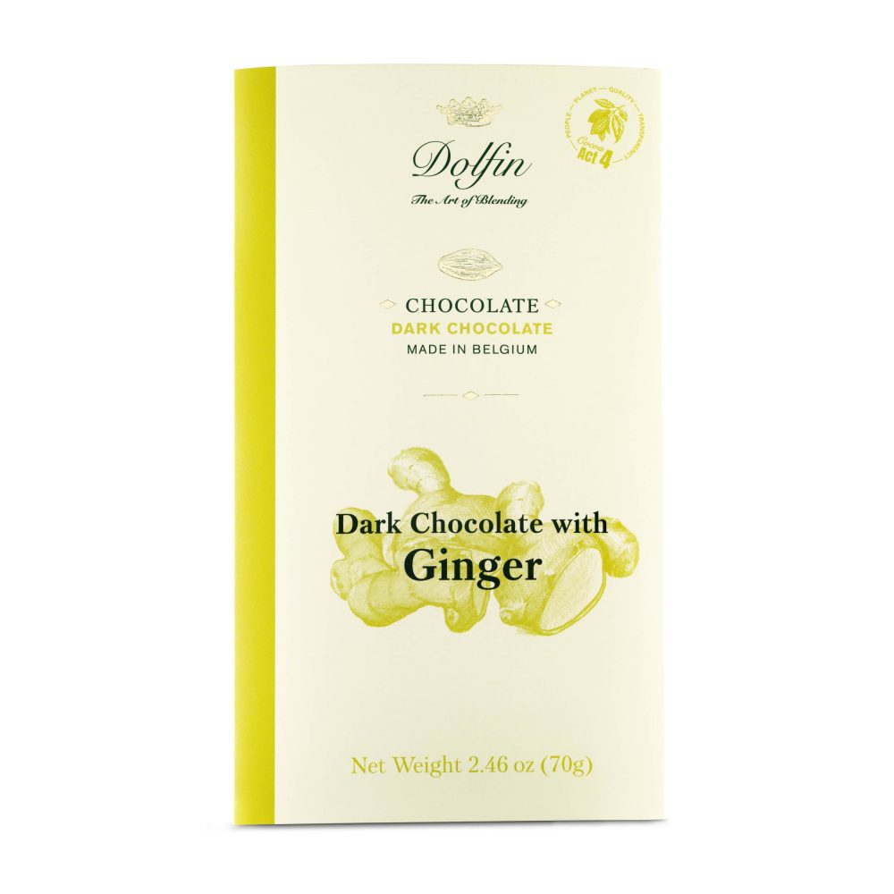 Dolfin 60% Dark Chocolate Bar with Ginger | World Wide Chocolate
