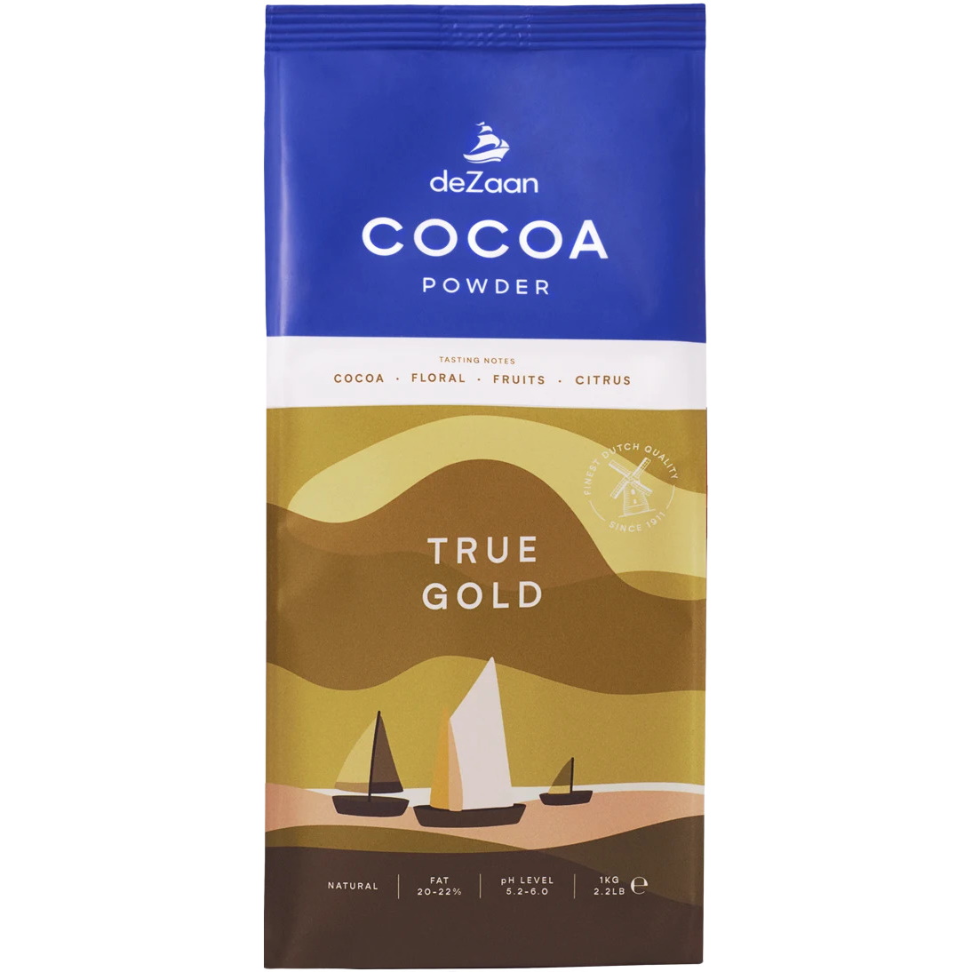 deZaan Holland True Gold 20/22% Natural Cocoa Powder | World Wide Chocolate